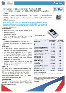 Evaluation of EQA material on Yumizen G200 analyzer: UK NEQAS for Blood ...