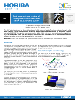 Fast, easy and safe control of Zn-Ni galvanization baths with MESA-50, a portable EDXRF