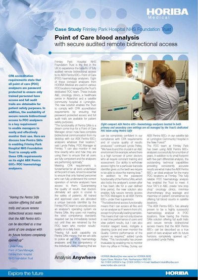 Case Studies - Feedback from HORIBA healthcare customers